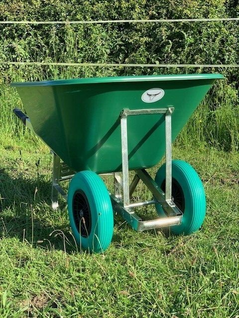 OX TWIN WHEELBARROW 200L Stable Garden Wheel Puncture Proof Large Green ...