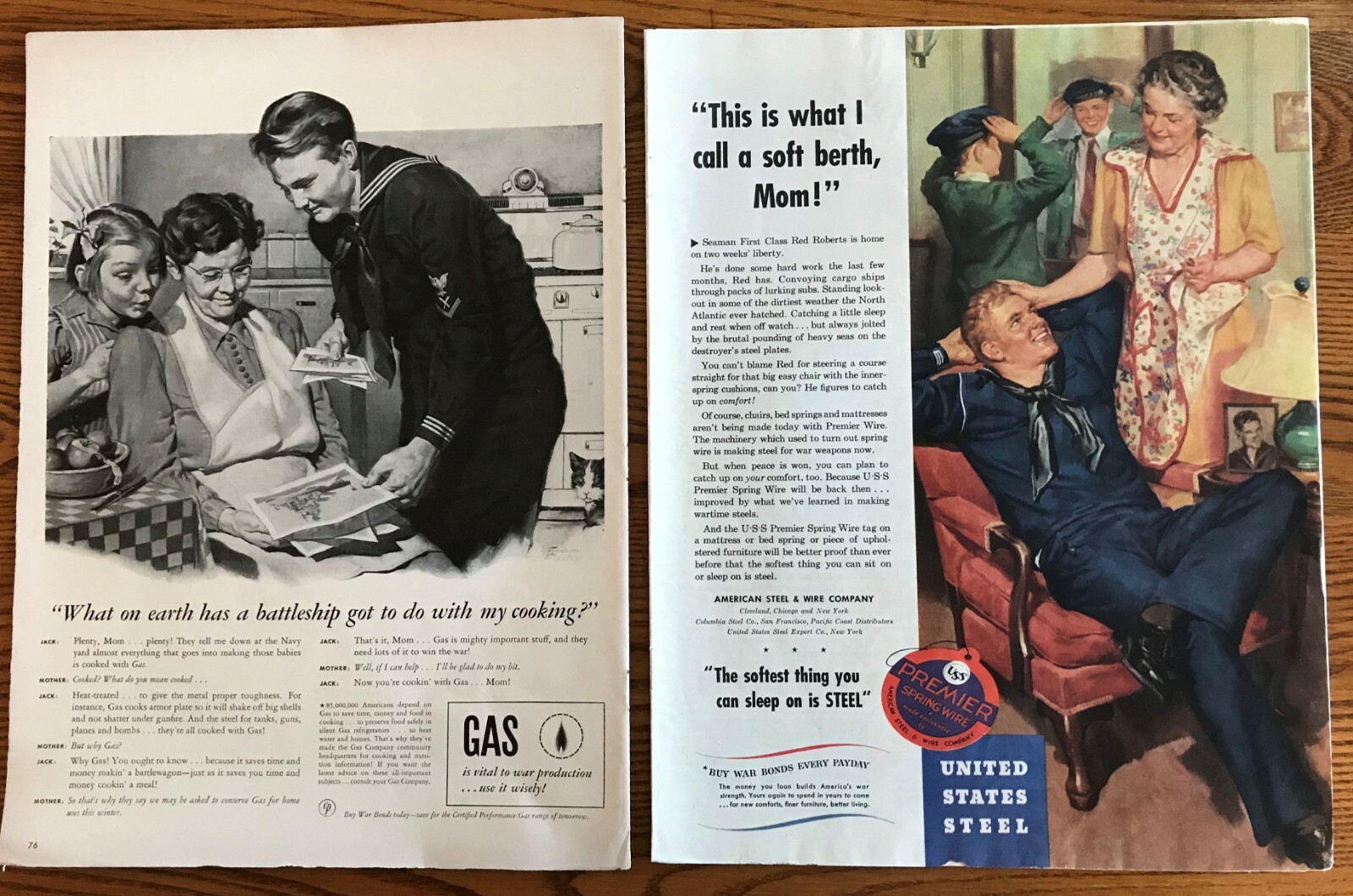 Sailors on Leave at Home WWII Ads, 2 different | eBay
