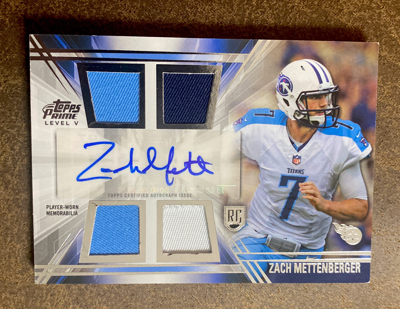 Tennessee Titans/LSU ZACH METTENBERGER 2014 Topps Prime V 4 Patch 3 CLR ...