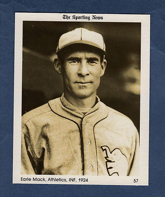 #57 EARLE MACK, 1924 Athletics/A's ~ THE SPORTING NEWS 1981 Conlon 4"X ...