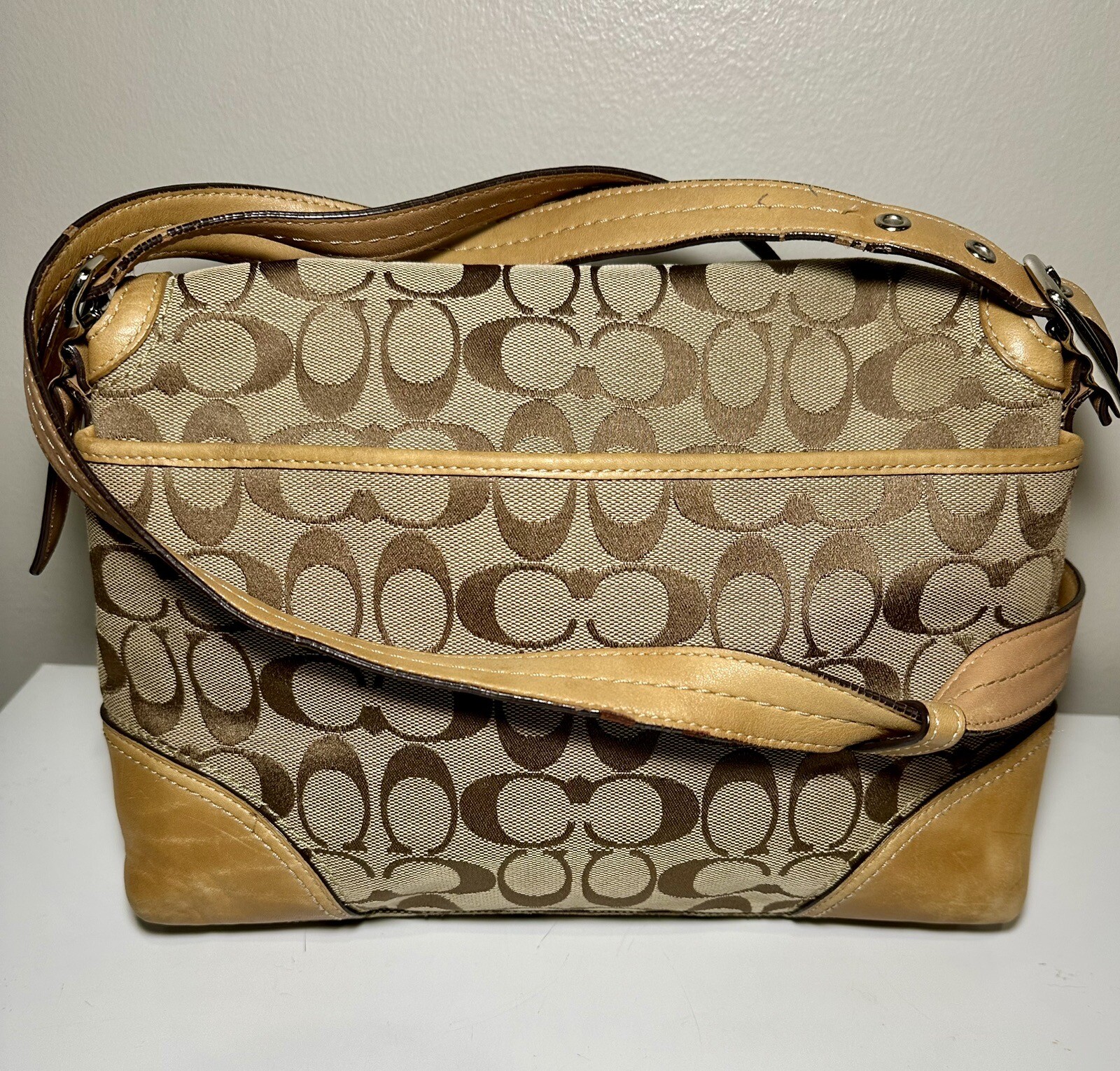 COACH SIGNATURES HAMPTONS KHAKI JACQUARD Y2K 2WAYS CR… - Gem