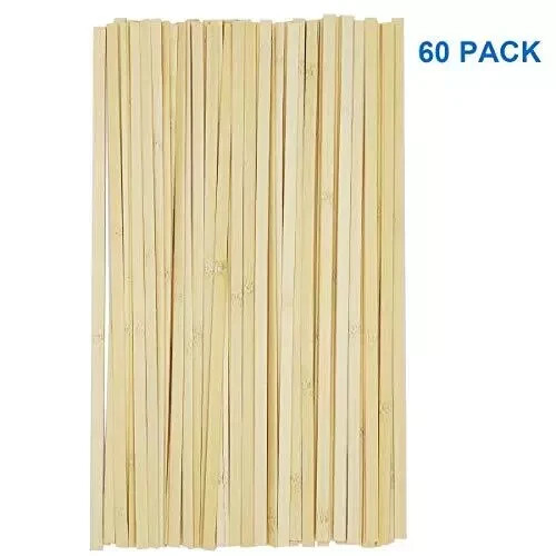 60 Pcs 15.7 Inch Strong Natural Bamboo Sticks Wooden Craft Sticks Extra ...