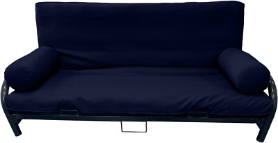 3 PCS Set Full Size Futon Mattress Cover, Bolsters, Bed Encasement Navy ...