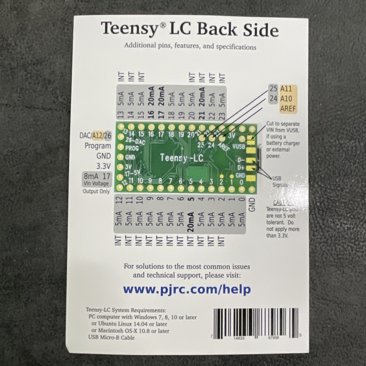 Teensy Lc PJRC Prop Shield With Motion Sensor For Teensy 3.2 And