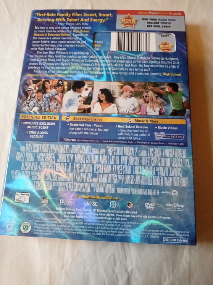 High School Musical 2 (DVD) (Extended Edition) 786936740370| eBay