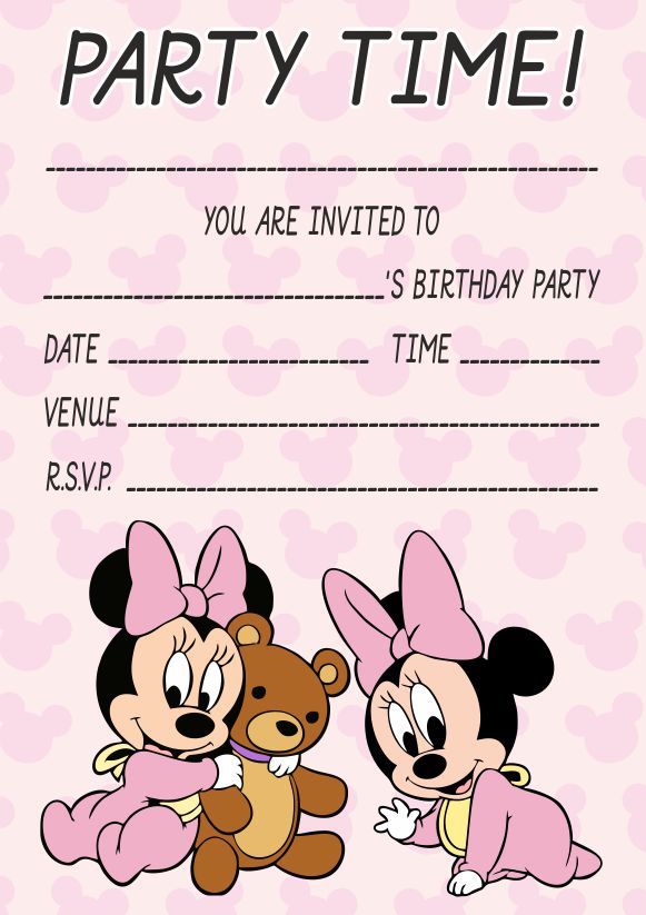 Baby Minnie Mouse Invitations Personalized