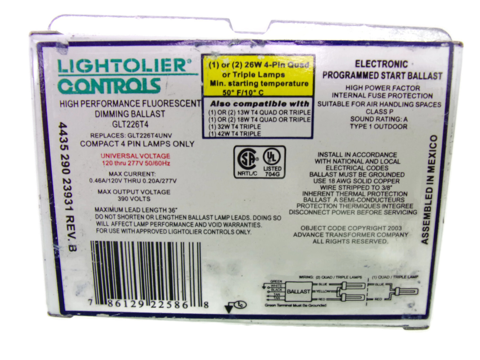 Lightolier+Controls+High+Performance+Fluorescent+Dimming+Balast ...