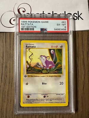 PSA 6 - Pokemon RATTATA - 1st First EDITION Shadowless Base Set - 61/ ...