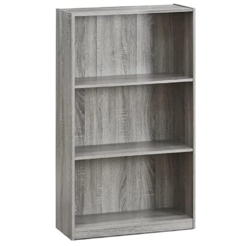 Gray Oak Wooden 3 Shelf Bookcase Storage Bookshelf Shelves Home Office ...