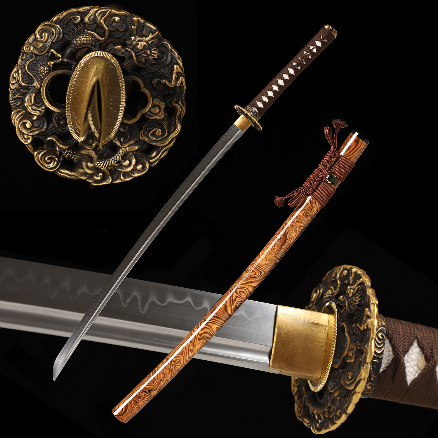 Katana Samurai Sword Real T10 Steel Clay Tempered 41" Full Tang Razor ...