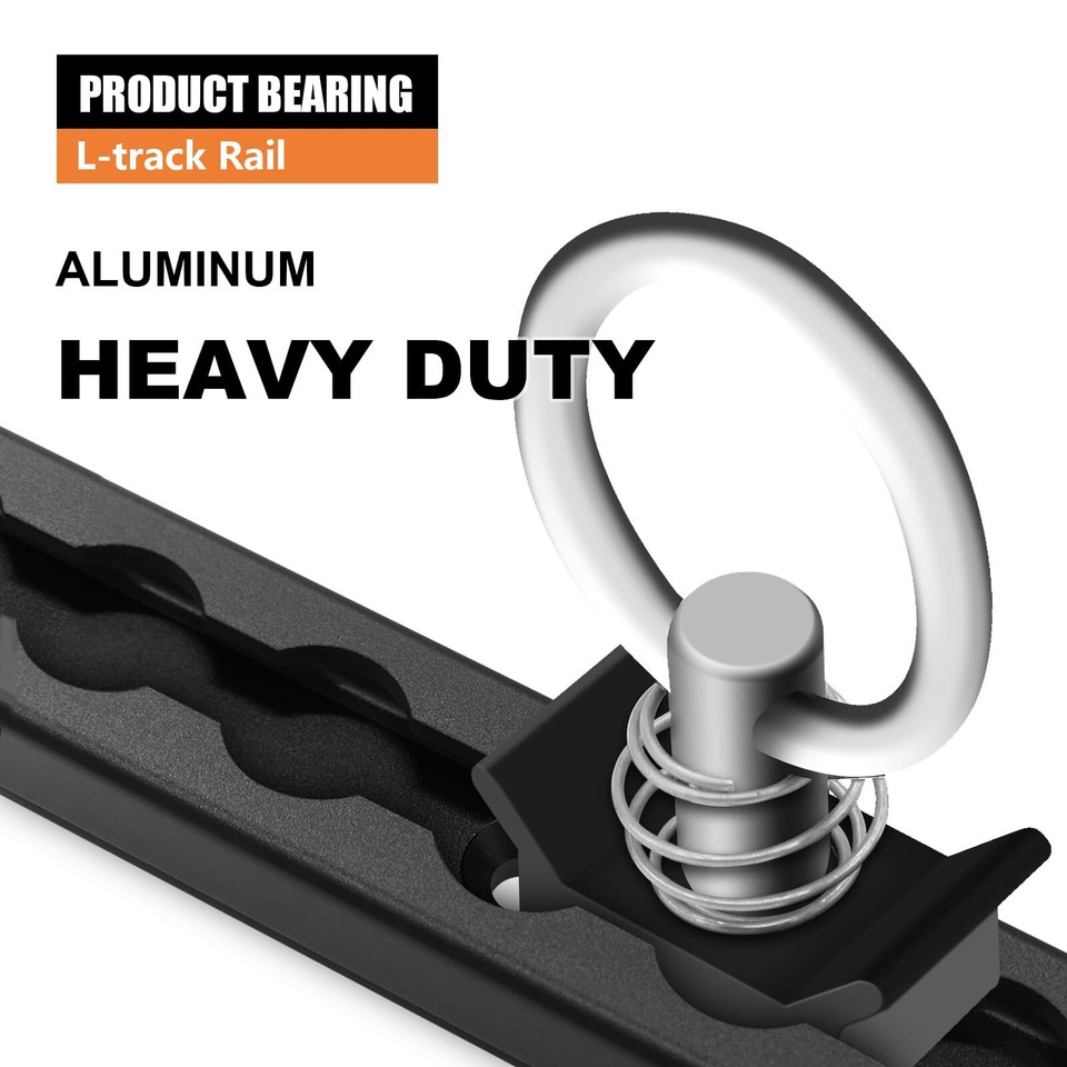 4PC 6/12/24/36 inch Black L-Track Rail Heavy Duty Aluminum Cargo Tie ...