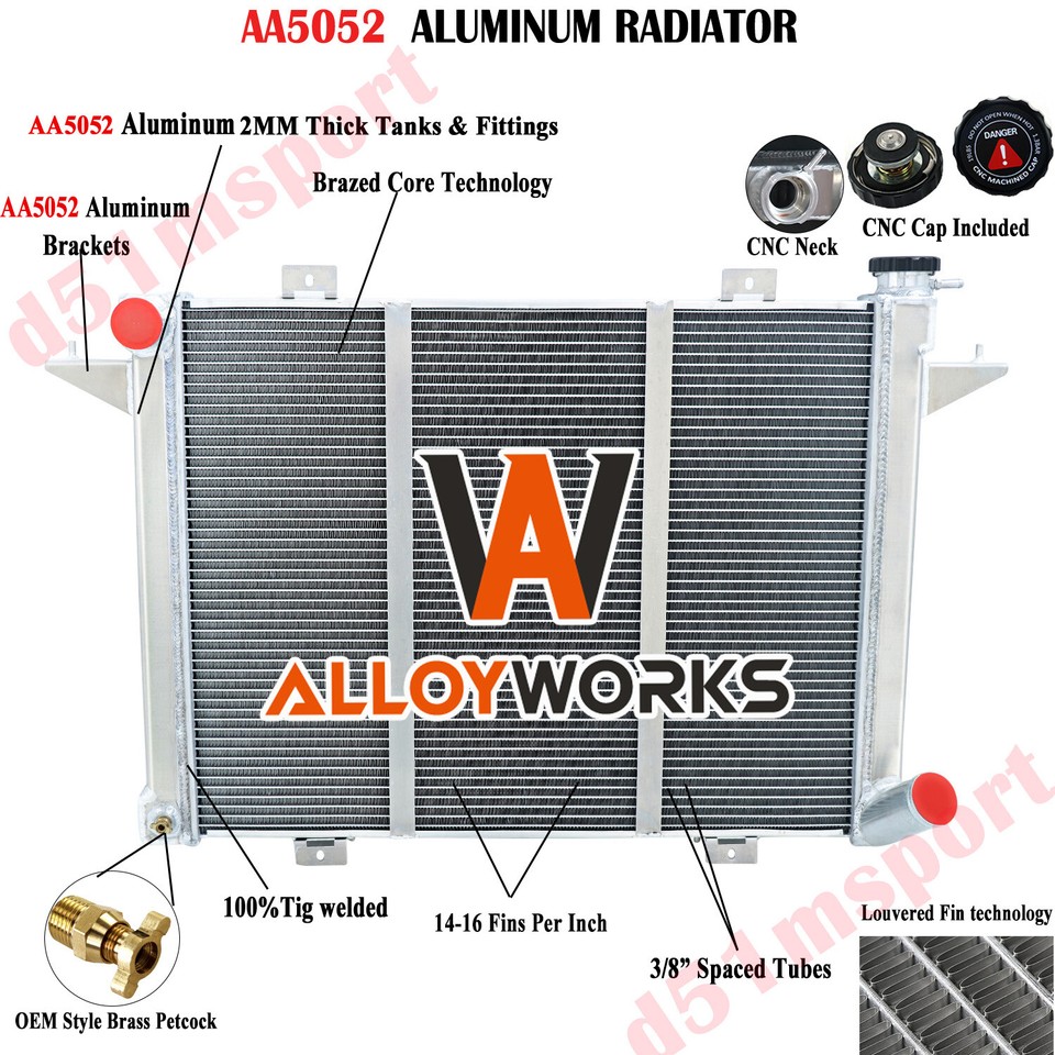 3 Rows Aluminum Radiator For 91 92 93 Dodge D250 D350 W250 W350 5.9L ...