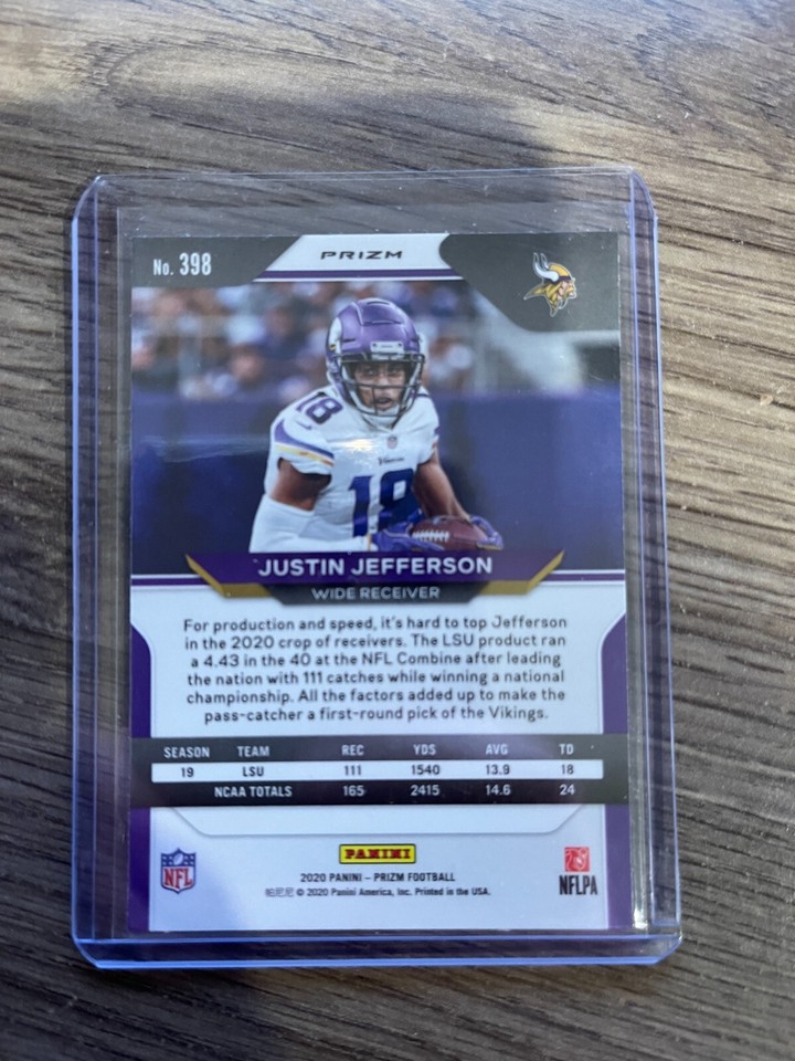 2020 Prizm Justin Jefferson Red White Blue Prizm Rookie Card RC #398 ...