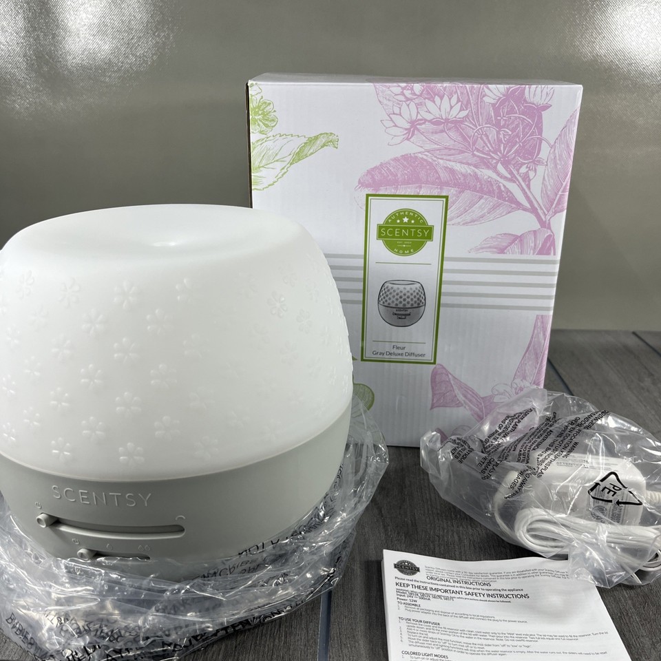 Scentsy Fleur Gray Deluxe Diffuser Essential Oil Aroma Diffuser NEW ...