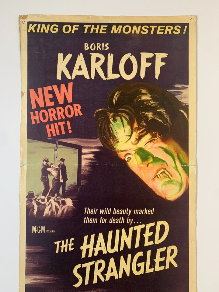 1958 THE HAUNTED STRANGLER original insert movie poster BORIS KARLOFF ...