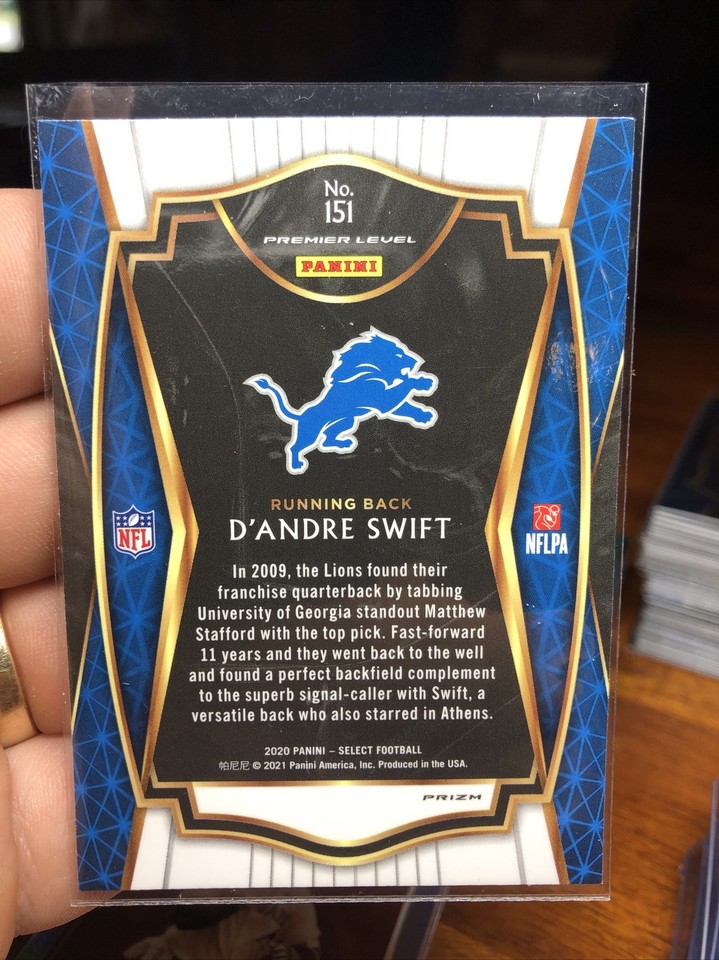2020 Select D'Andre Swift Silver PRIZM PREMIER Level #151 RC Deandre ...