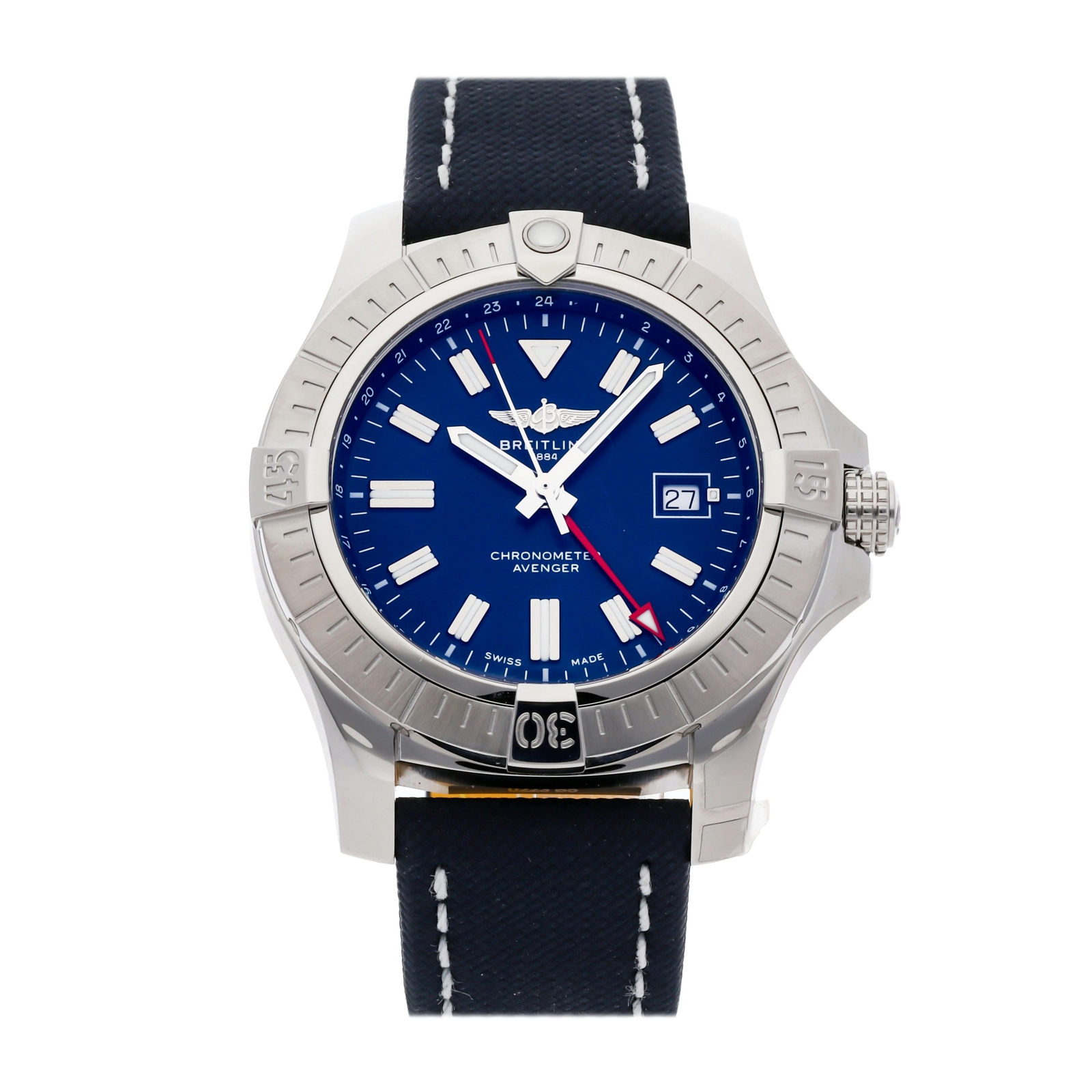 Breitling Avenger GMT Auto Steel 45mm Watch Strap A32… - Gem
