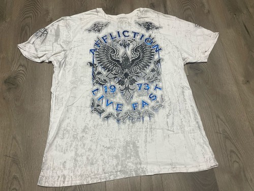 Affliction Live Fast Men's T-shirt Size XXL Graphic Tee Wings Grunge ...