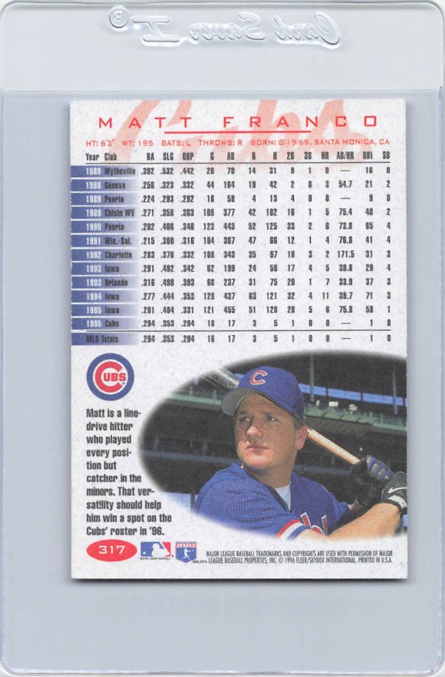 1996 Fleer #317 Matt Franco Cubs Signed Auto *K1086 | eBay