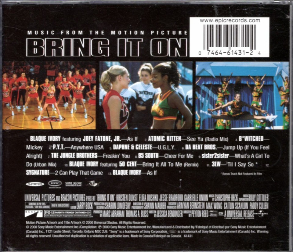 Bring It On Movie Soundtrack 2000 OG CD Rap Hiphop R&B Various Artists ...