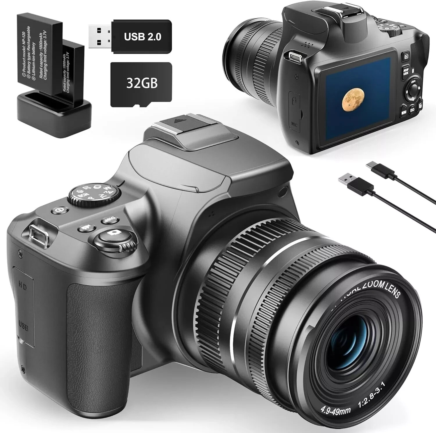 Digital Camera 4k 64MP 40X Zoom Video Camera for YouTube with Flash ...