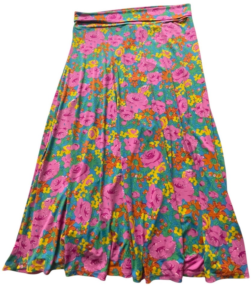 LuLaRoe Maxi Skirt Long Full Bold Floral Colorful Soft Knit Stretch ...