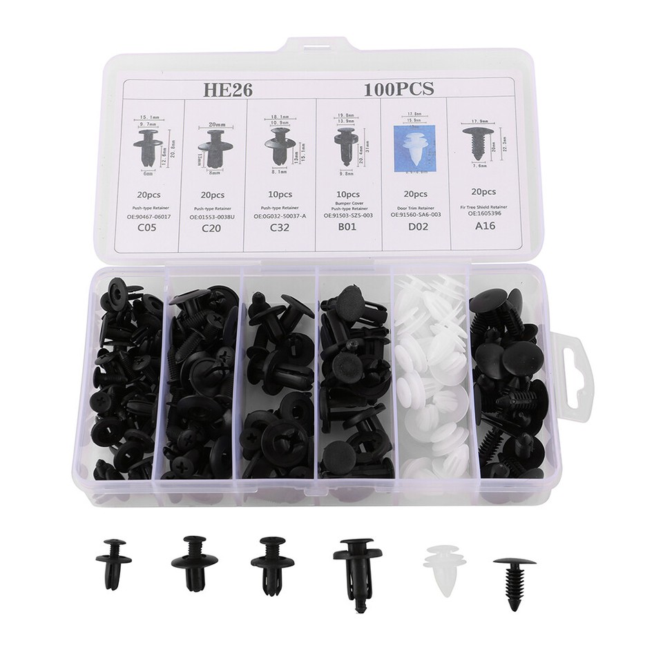 100 x Box Set Bumper Fender Liner Push Type Retainer Clips For Chevy GM ...