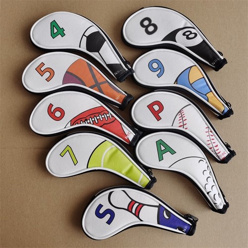 Zipper Balls Golf Iron Head Covers Leather Irons Headcovers 4-9PAS | eBay