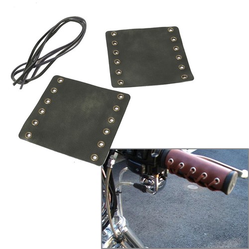 For Harley Cafe Racer Cyan Leather Hand Grips Covers Retro Wraps ...