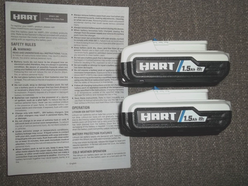(2) NEW Genuine HART BPH011 20V 20Volt 1.5Ah Lithium Ion Batteries | eBay