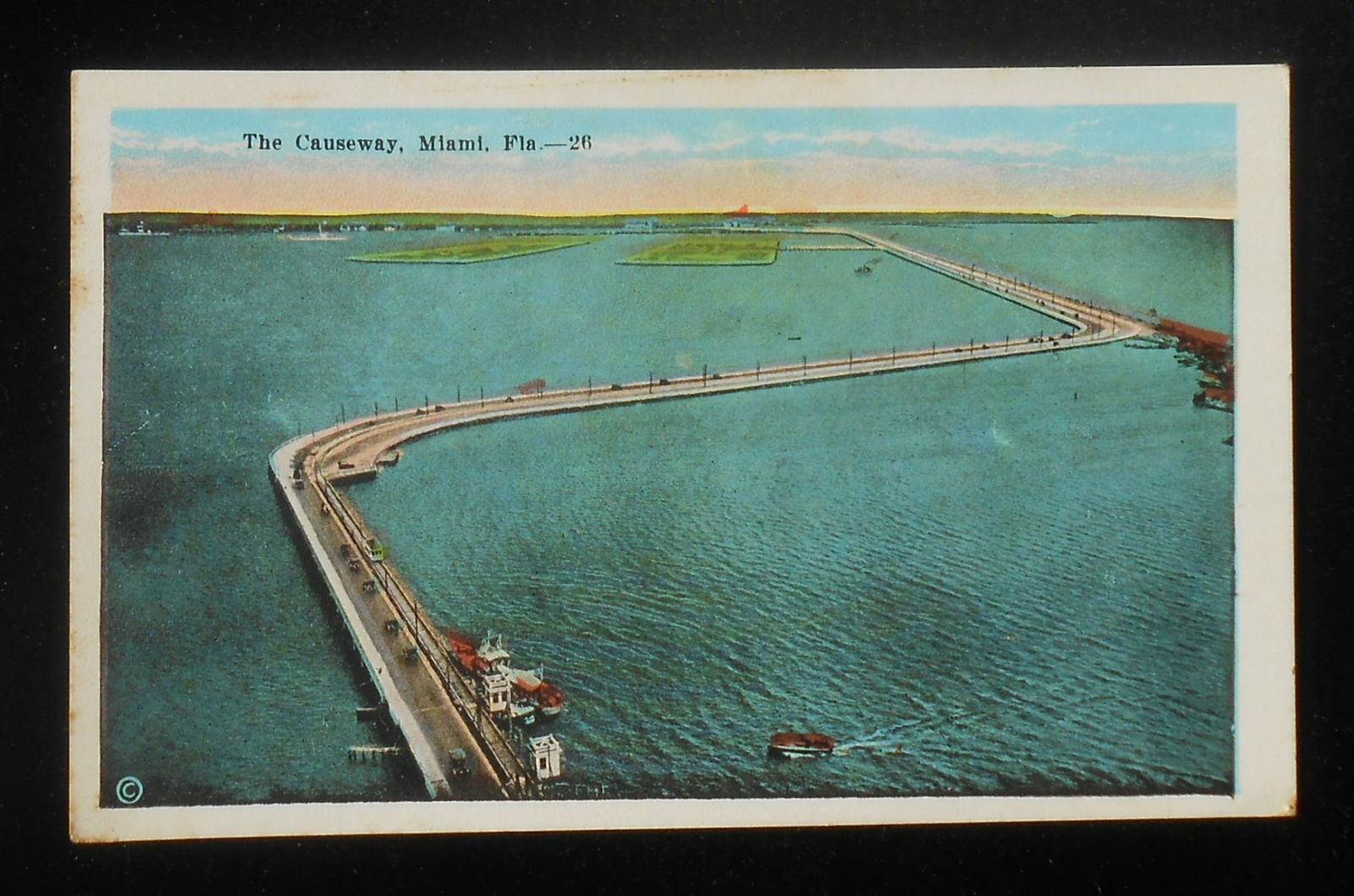 1920s Aerial View The Causeway Miami FL Dade Co Postcard Florida | eBay