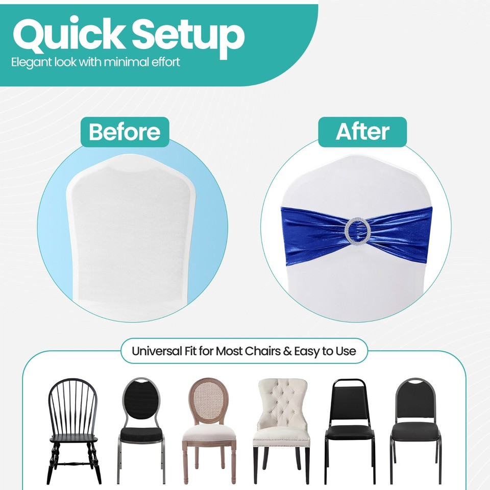 Spandex Chair Band with Buckle Stretch Chair Cover Band Wedding Decor ...