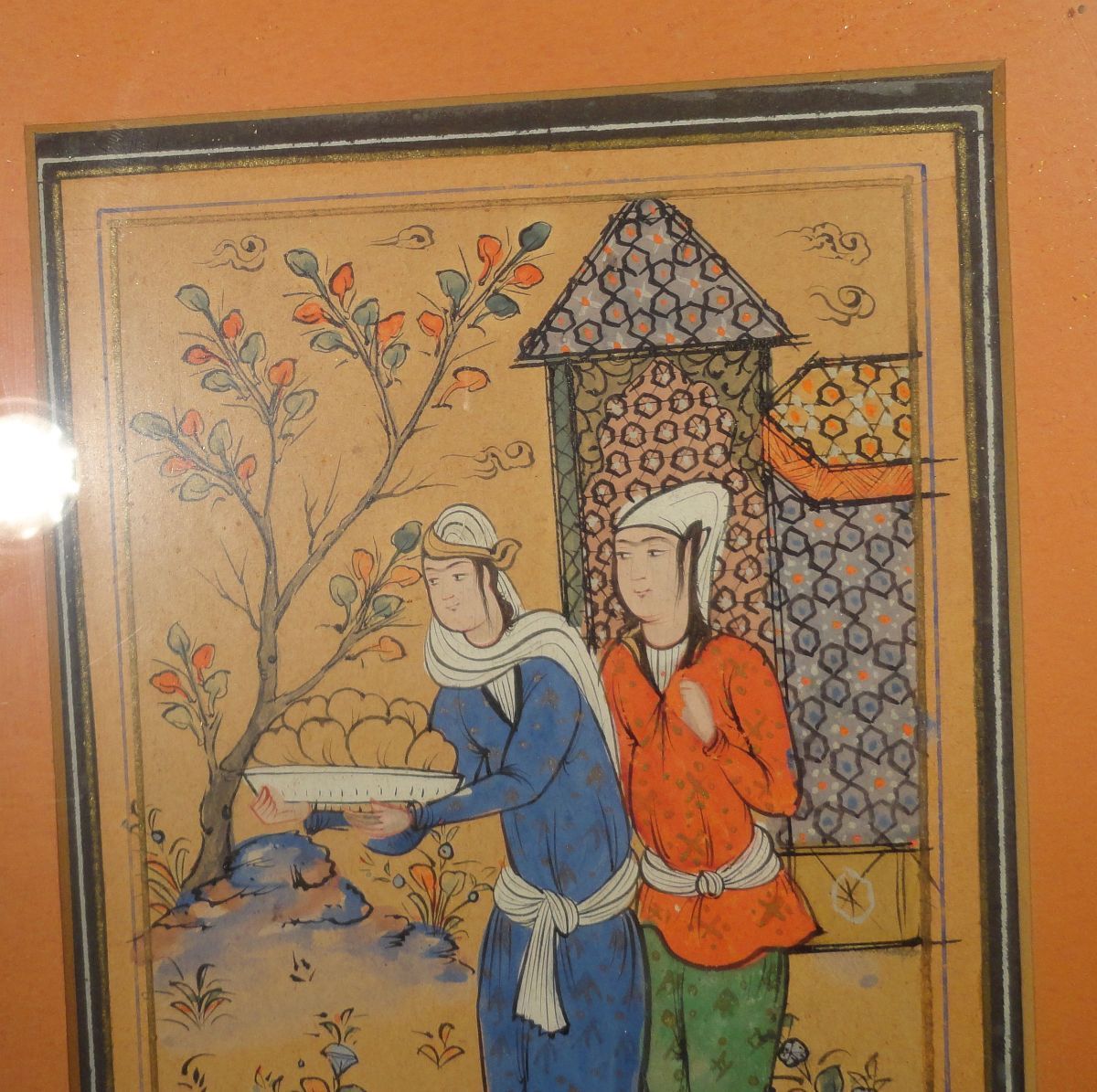 Antique Vintage Persian Ottoman Watercolor Painting Framed Arabic | eBay