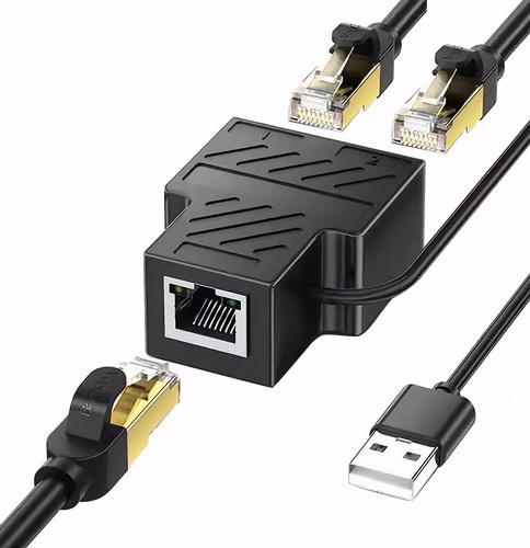 Ethernet Splitter 1 to 2 100Mbps Cat5/5e/6/7/8 Cable Router TV Box PC ...