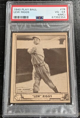 1940 Play Ball Lew Riggs PSA 4 (mc) VG-EX #78 Vintage REDS | eBay