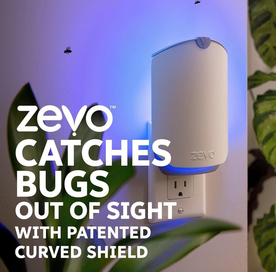 Zevo Flying Insect Trap (2 Plug-in Bases + 2 Cartridges) Indoor Blue UV ...