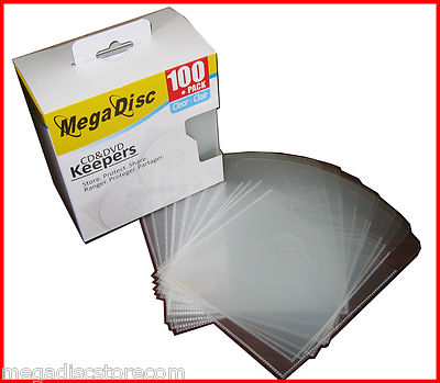 MEGADISC Keeper CD DVD Blu Ray Clear Plastic envelope Holder Sleeves ...