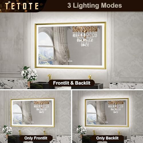 LED Mirror for Bathroom 20x28 Metal Frame Frontlit & 20x28"Baroque Gold ...