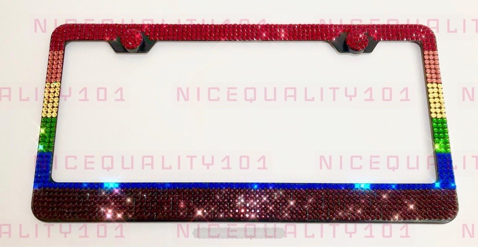 7 Rows Gay Pride LGBT License Plate Frame Holder Made w/ Swarovski ...