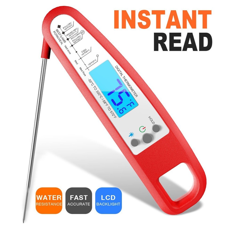 Digital Food Thermometer, Instant Read, Easy to Use, Stainless Steel ...