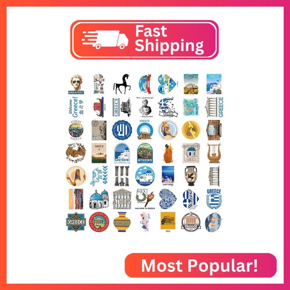 50 Pcs Greece Stickers Greece Travel Stickers Greek Civilization ...