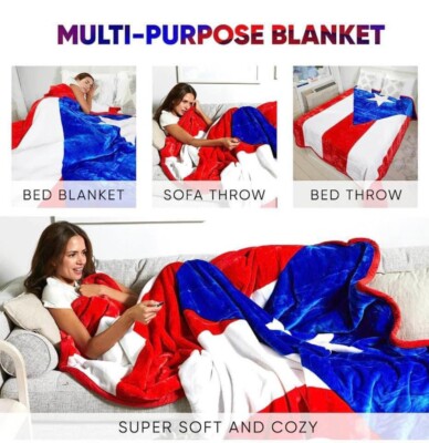 Puerto Rico Flag Blanket - Faux Fur Throw Blanket Queen Size – Puerto ...