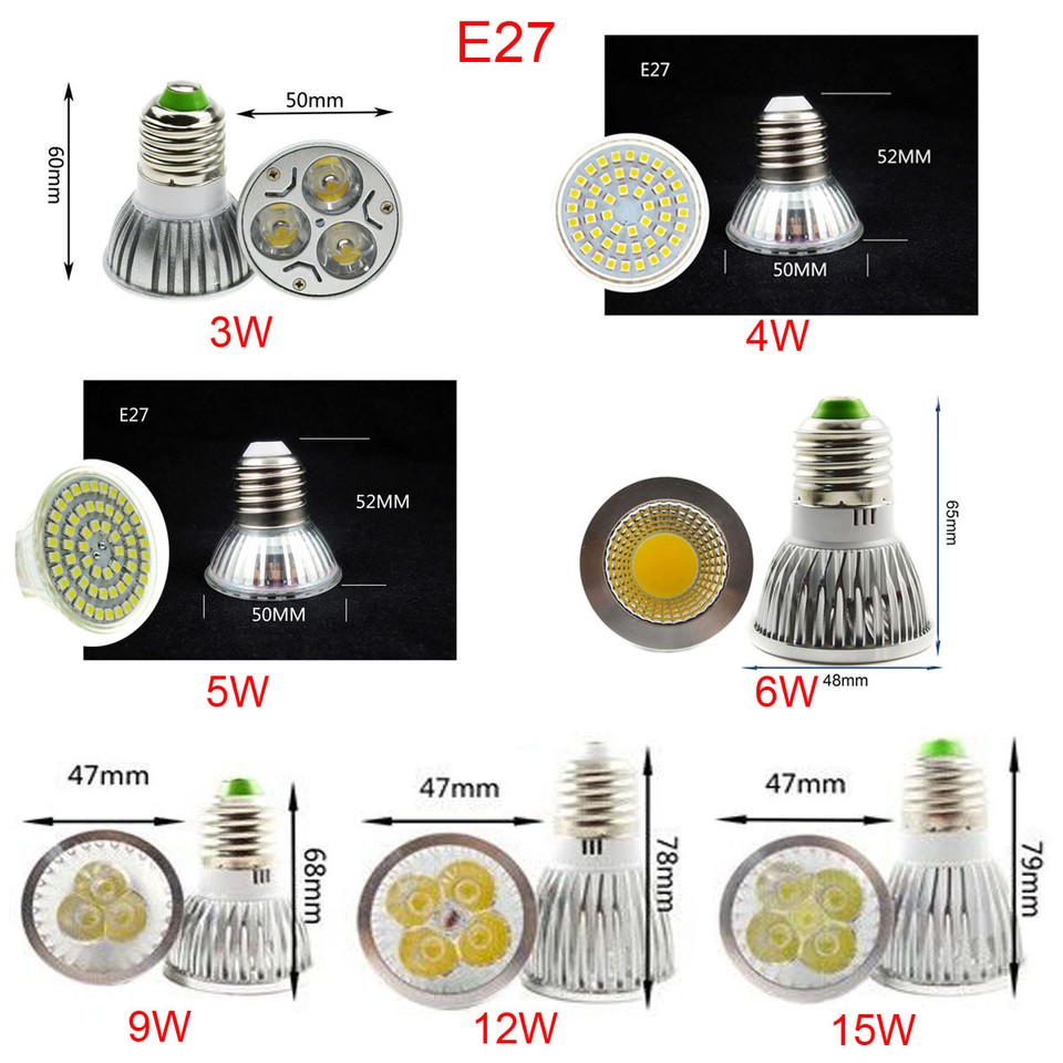 LED Spotlight Light Bulbs E27 E14 GU10 MR16 3W 4W 5W 6W 9W 12W 15W SMD ...