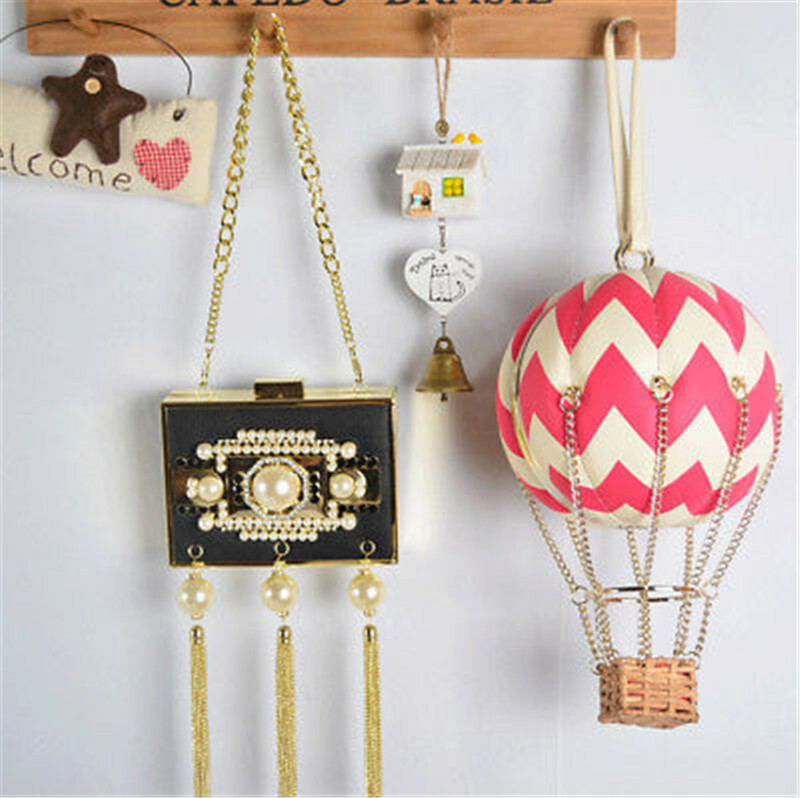 Girl Hot Air Balloon Spherical Shape Rainbow Leather Handbag ...