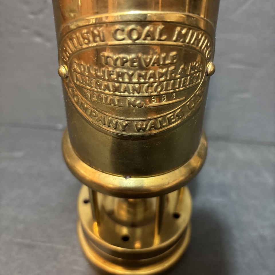 VTG Brass British Coal Mining Miners lamp Aberaman Colliery Wales UK | eBay