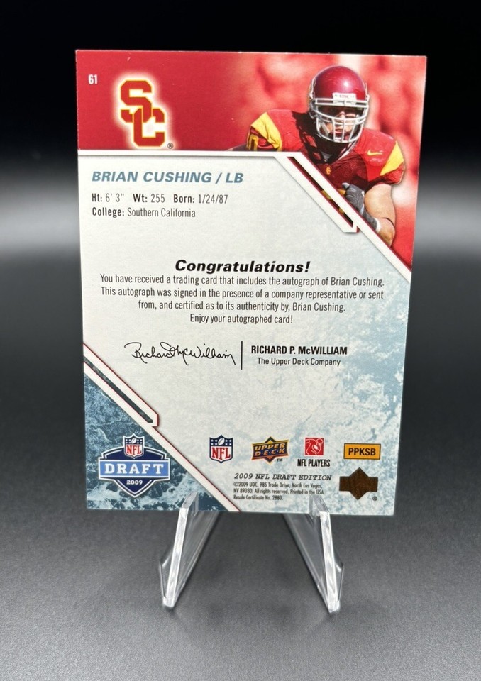 2009 Upper Deck Draft Edition - Autographs #61 Brian Cushing (AU, RC ...