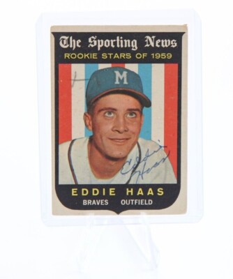 1959 Topps Sporting News Rookie Stars AUTO Eddie Haas #126 VG-EXC ...