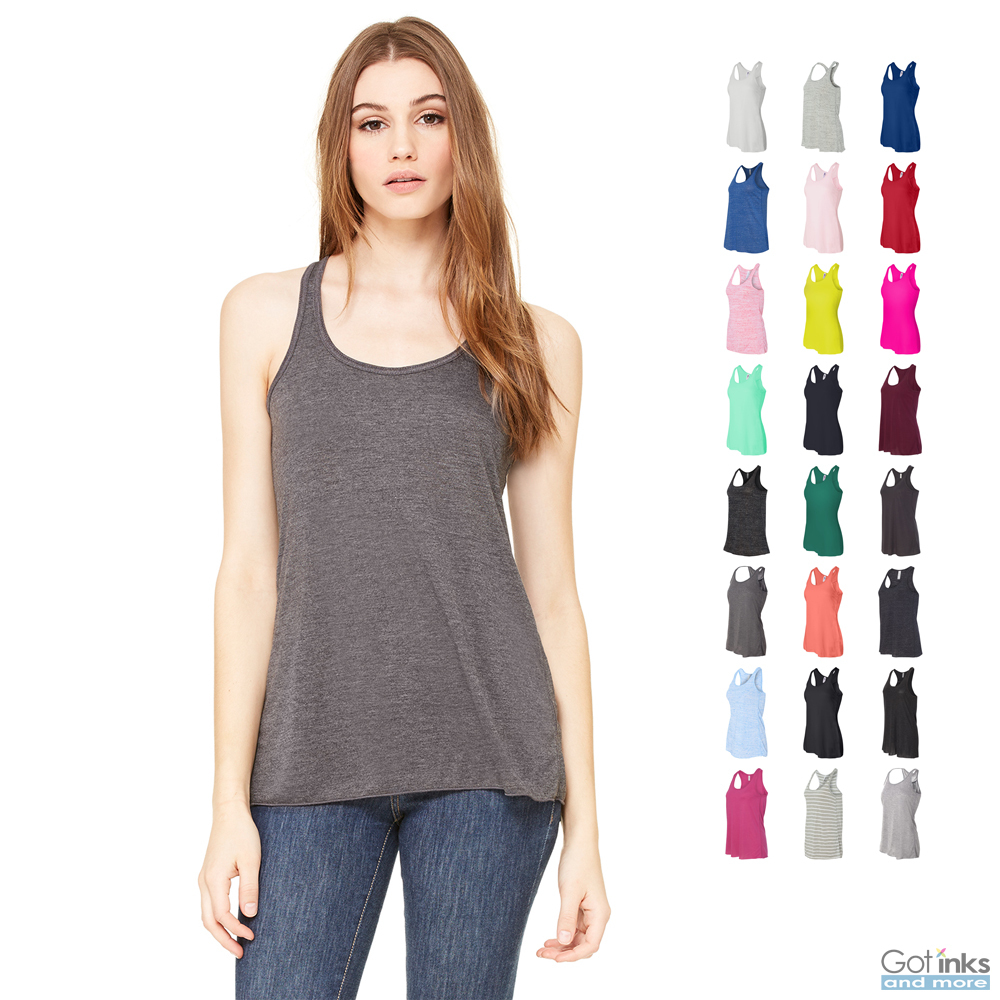 Bella + Canvas Womens Flowy Racerback Tank Top Relaxed Drapy Fit XS-2XL ...