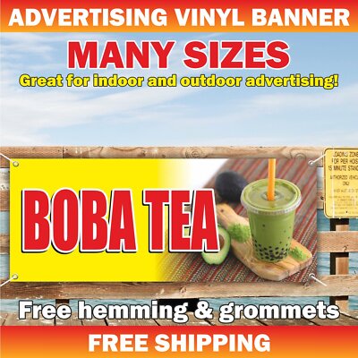 BOBA TEA Advertising Banner Vinyl Mesh Sign drink lemonade water coffee ...
