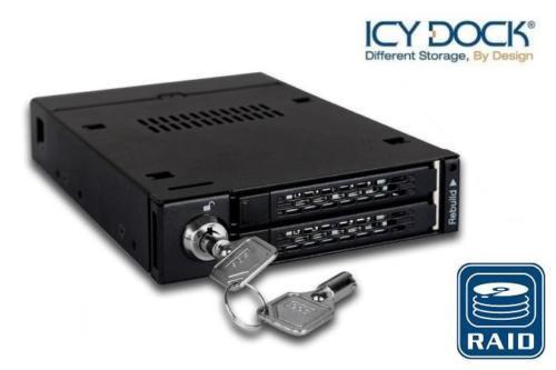 Icy Dock Mb992skr-b 2 Bay Dual 2.5" RAID SATA SSD HDD Hard Drive Mobile ...